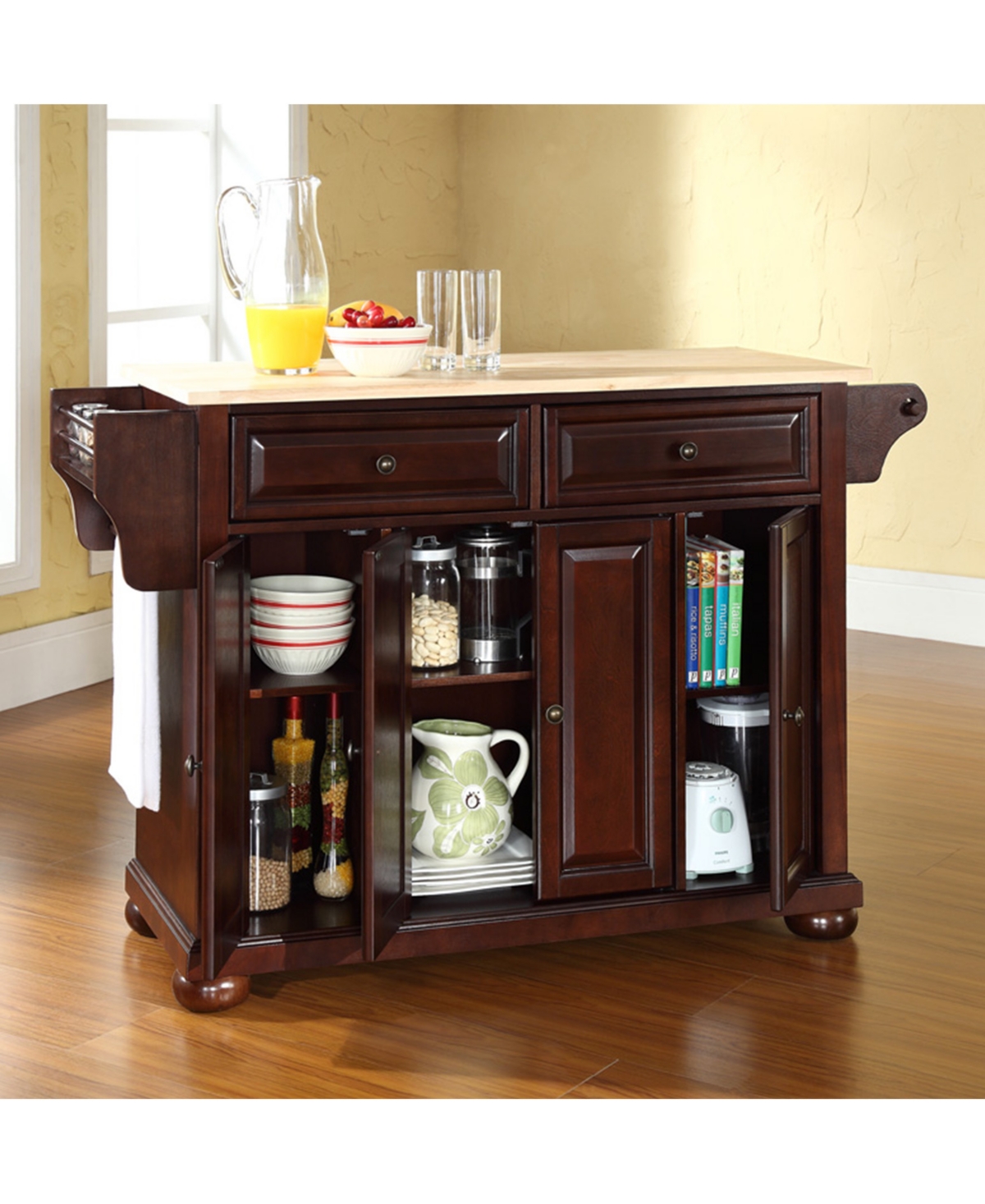 Click here for Alexandria Natural Wood Top Kitchen Island - Mahog... prices