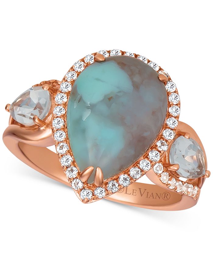 Le Vian Sky Aquaprase (14 x 10mm) & White Topaz (1-1/5 ct. t.w.) Ring ...