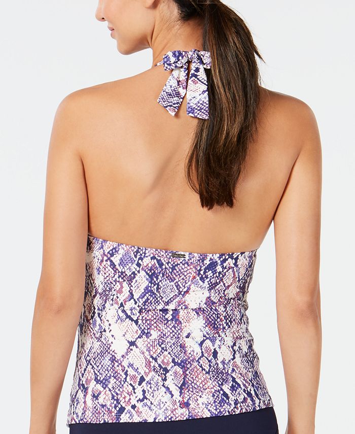 Calvin Klein Python Printed Halter Tankini Top - Macy's