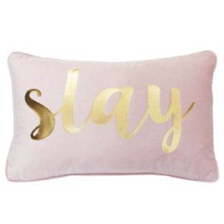 THRO Suzy Slay Script Velvet Pillow, 12" x 20" - Macy's