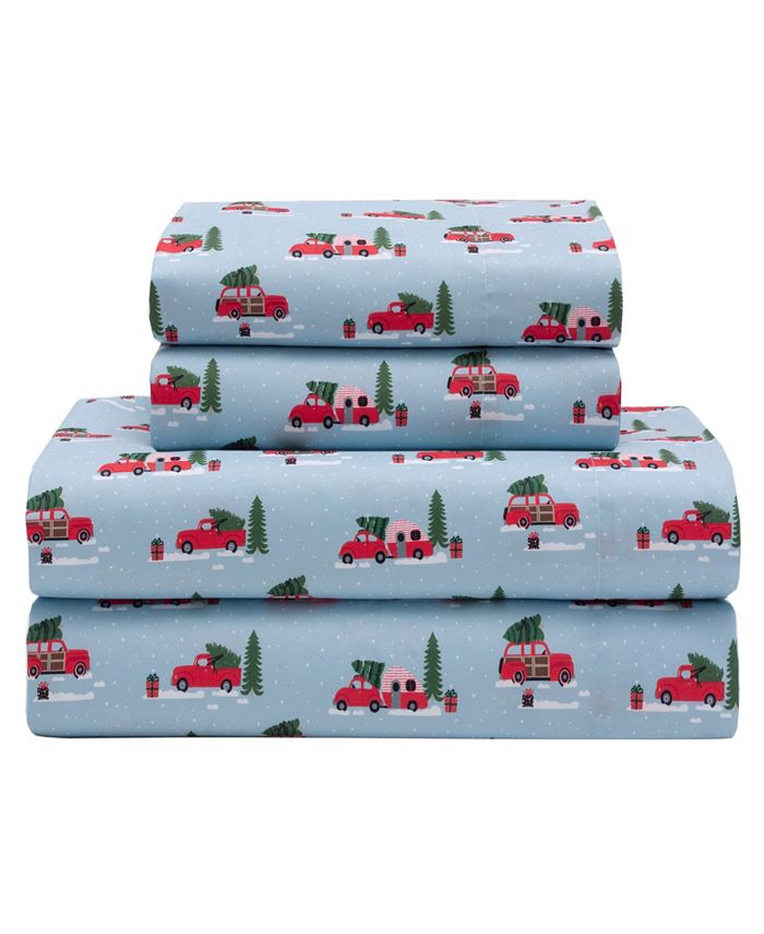 Elite Home Microfiber Holiday Print Queen Sheet Set - Macy's