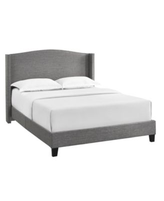 Dwell Home Inc. Curved Upholstered Wing Bed with Nail Head Trim, Full ...