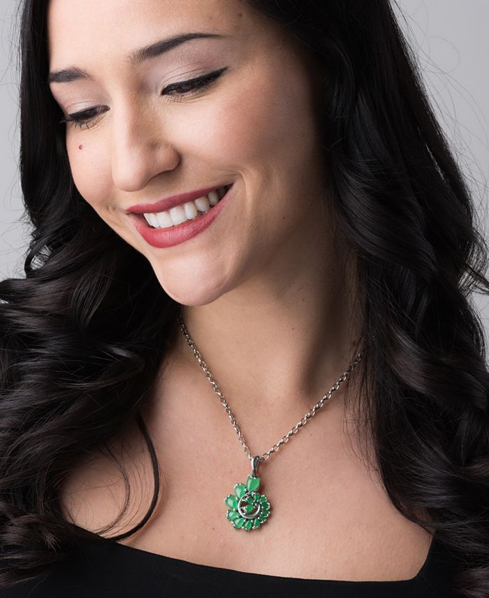 Macy's Carolyn Pollack Green Jade Spiral Pendant Enhancer in Sterling ...