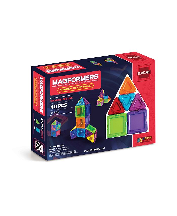 Magformers Solids Clear Rainbow 40 Piece Magnetic Construction Set - Macy's