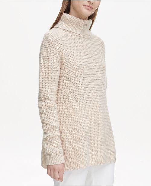 Calvin Klein Cashmere Textured Turtleneck Sweater & Reviews - Sweaters - Women - Macy's