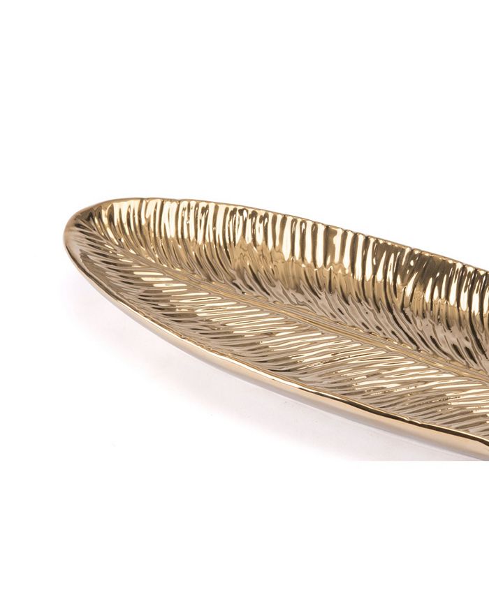 Zuo Medium Gold Feather Plate - Macy's