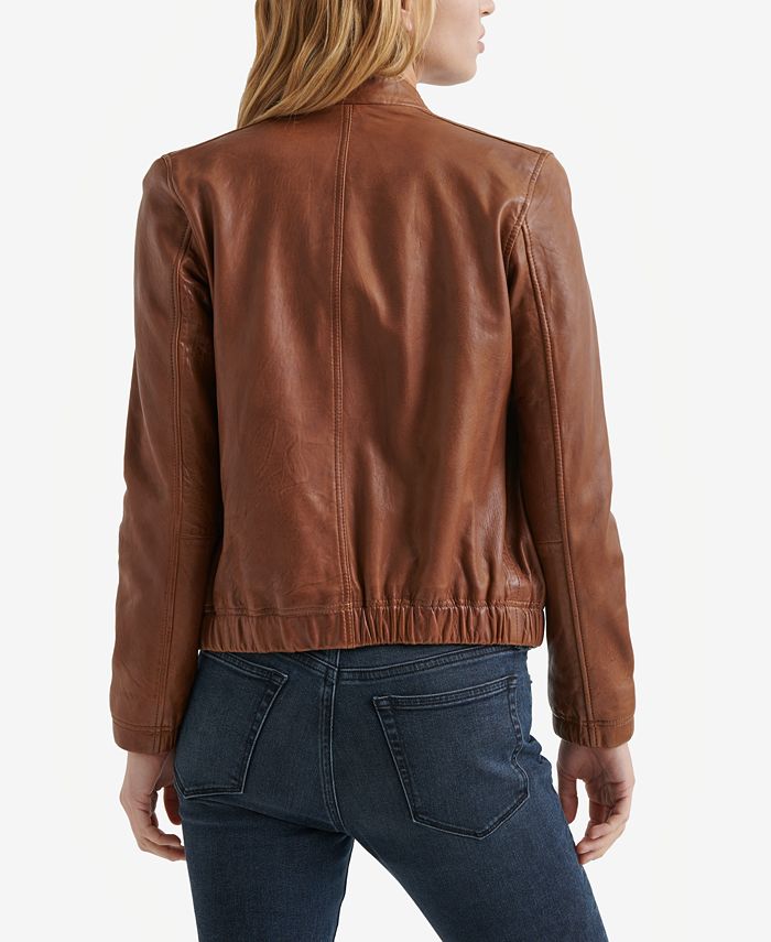 Lucky Brand Ana Leather Zip-Front Jacket - Macy's