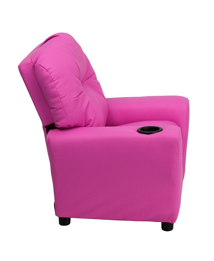 Flash Furniture Contemporary Hot Pink Vinyl Kids Recliner With Cup ...
