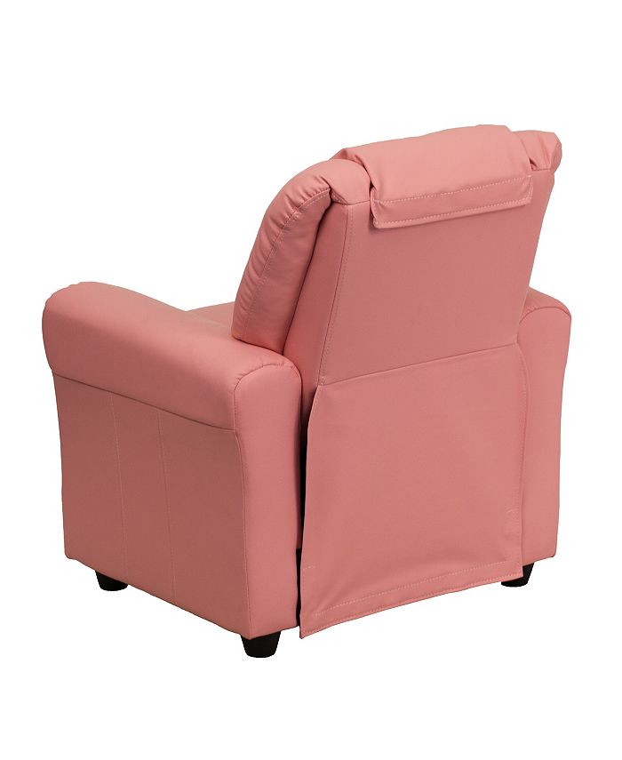 Flash Furniture Contemporary Pink Vinyl Kids Recliner With Cup Holder ...