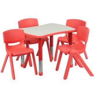 21.875''W X 26.625''L Rectangular Red Plastic Height Adjustable ...