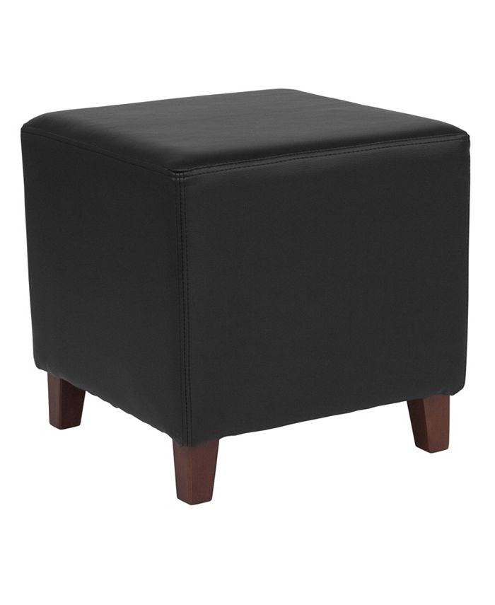 Flash Furniture Ascalon Upholstered Ottoman Pouf In Black Leather - Macy's