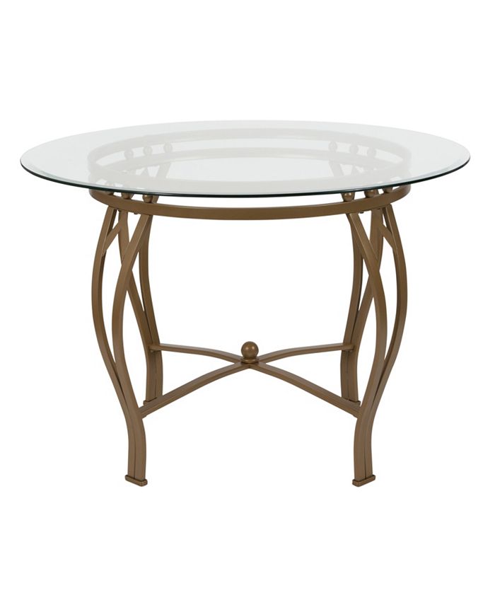 Flash Furniture Syracuse 42'' Round Glass Dining Table With Matte Gold ...