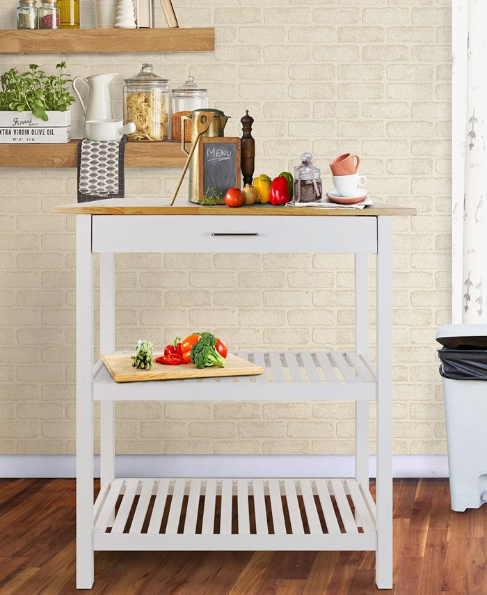 Yu Shan Kitchen Island with Solid Wood - Macy's