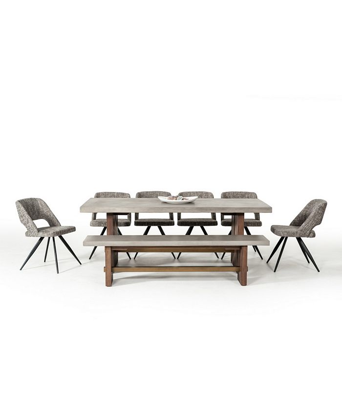 VIG Furniture Modrest Amos Modern Concrete and Acacia Dining Bench - Macy's