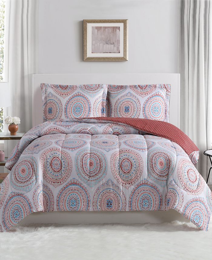 Pem America Medali 3 Pc Reversible Full Queen Comforter Set Created
