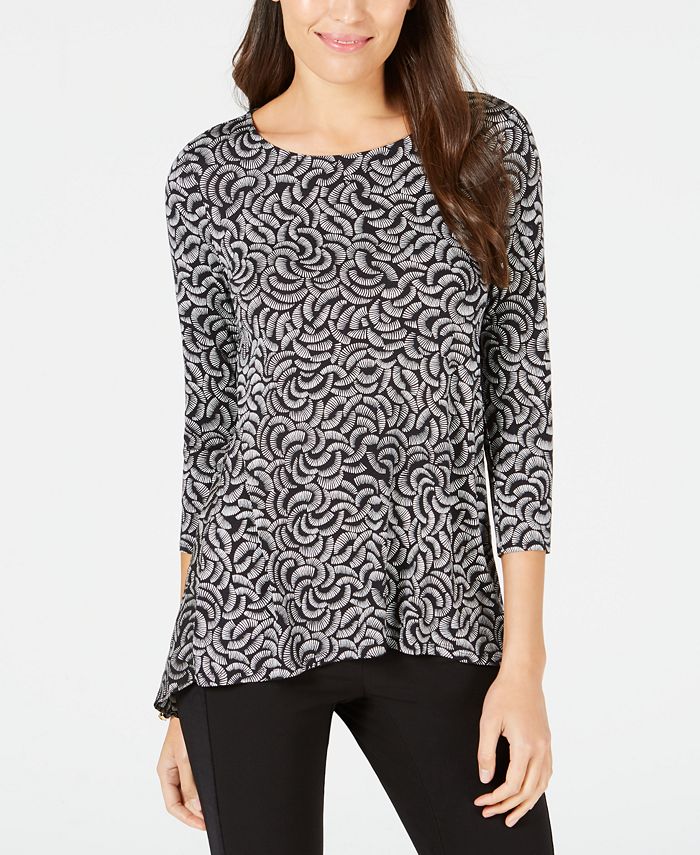 Alfani Printed Woven-Back Top, Created for Macy's - Macy's