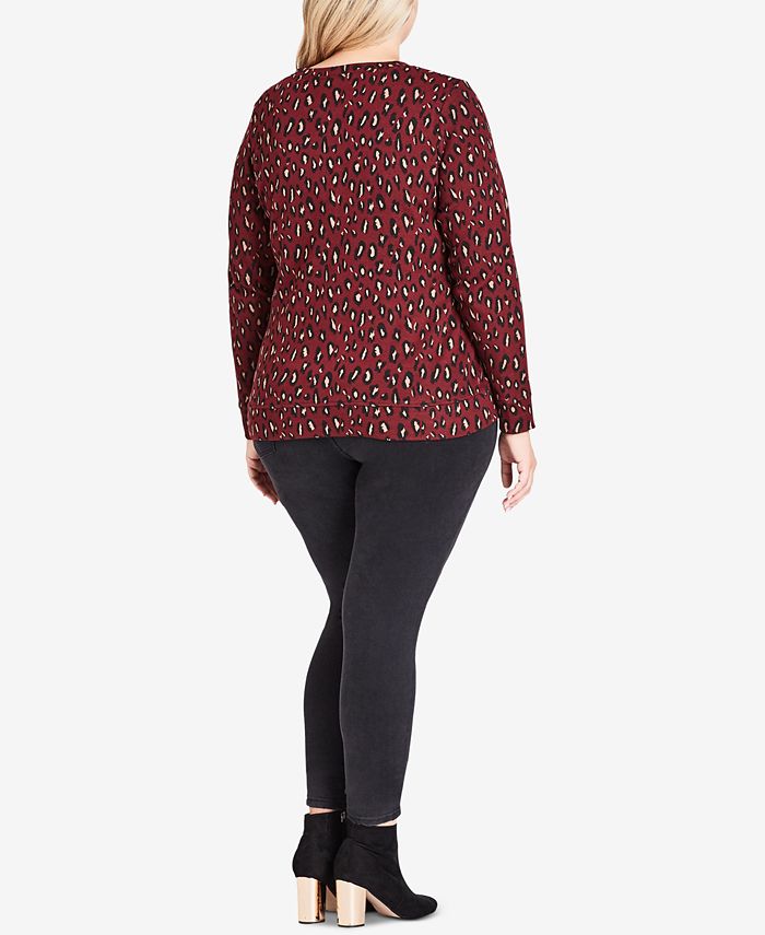 City Chic Trendy Plus Size Animal-Print Top - Macy's