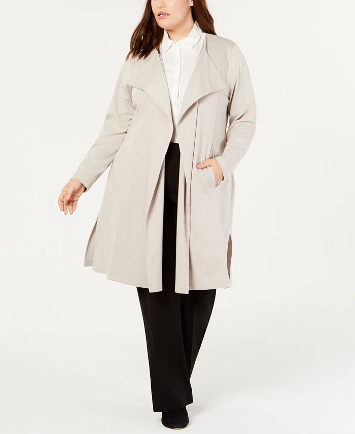 Belldini Plus Size Ponté Trench Jacket - Macy's