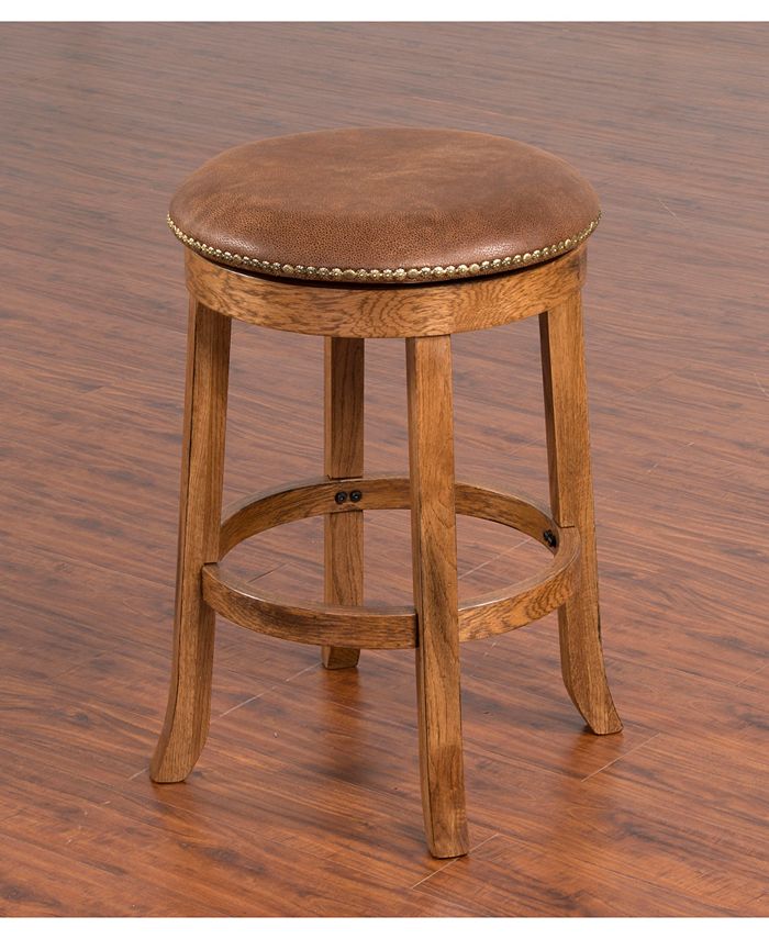 Sunny Designs Sedona 24"H Rustic Oak Backless Swivel Barstool, Cushion ...