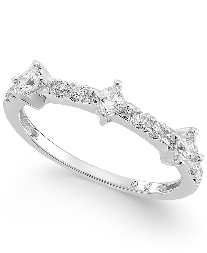 Macy's Diamond Princess Band (3/8 ct. t.w.) in 14k White Gold - Macy's