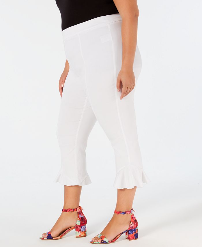 INC International Concepts I.N.C. Plus Size Ruffled Cropped Pants ...