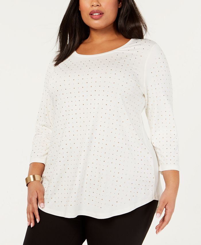 JM Collection Plus Size Embellished Top, Created for Macy's - Macy's