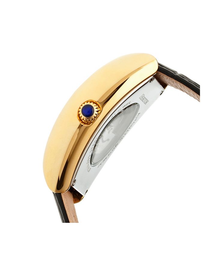 Heritor Automatic Redmond Gold & Black Leather Watches 40mm - Macy's