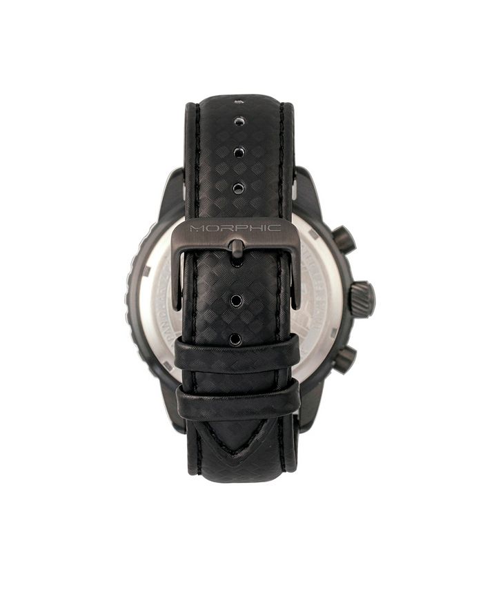 Morphic M51 Series, Gunmetal Case, Grey Leather Chronograph Band Watch ...