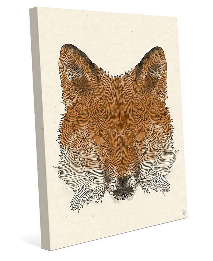 Creative Gallery Fox Painted Outline 20" X 24" Canvas Wall Art Print ...