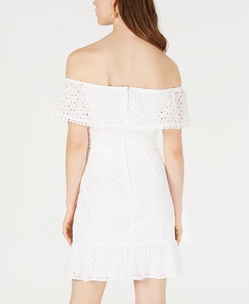 City Studios Juniors' Off-The-Shoulder Eyelet Dress - Macy's
