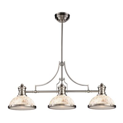 Macy's Chadwick 3-Light Billiard Light Cappa Shell in Satin Nickel - Macy's