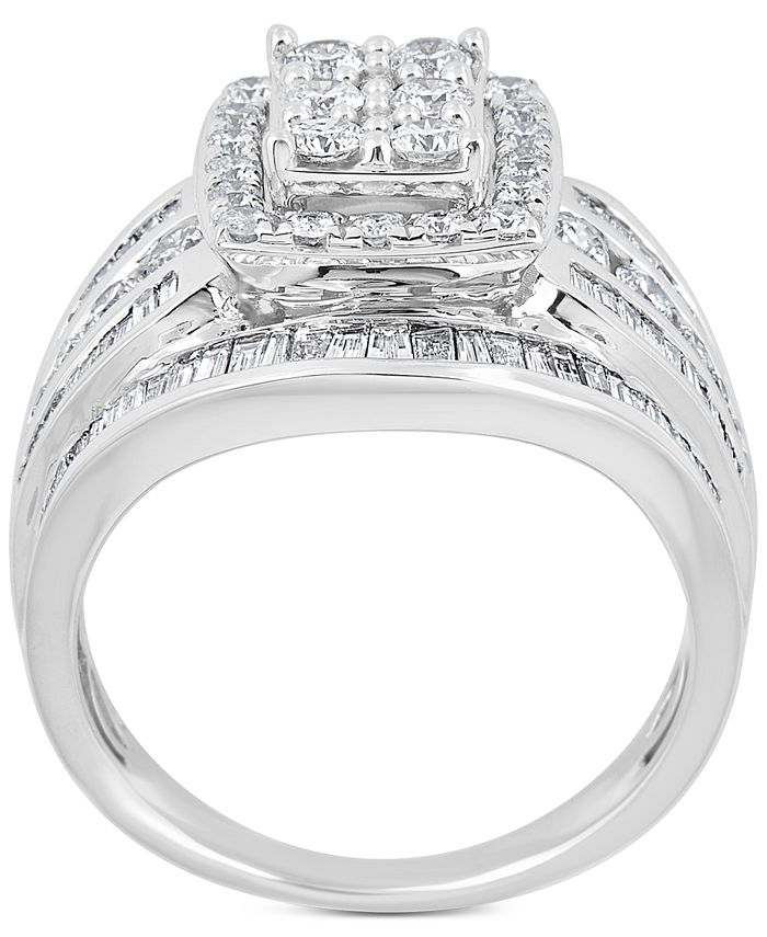 Macy's Diamond Multi-Row Cluster Ring (1-3/4 ct. t.w.) in 14k White ...