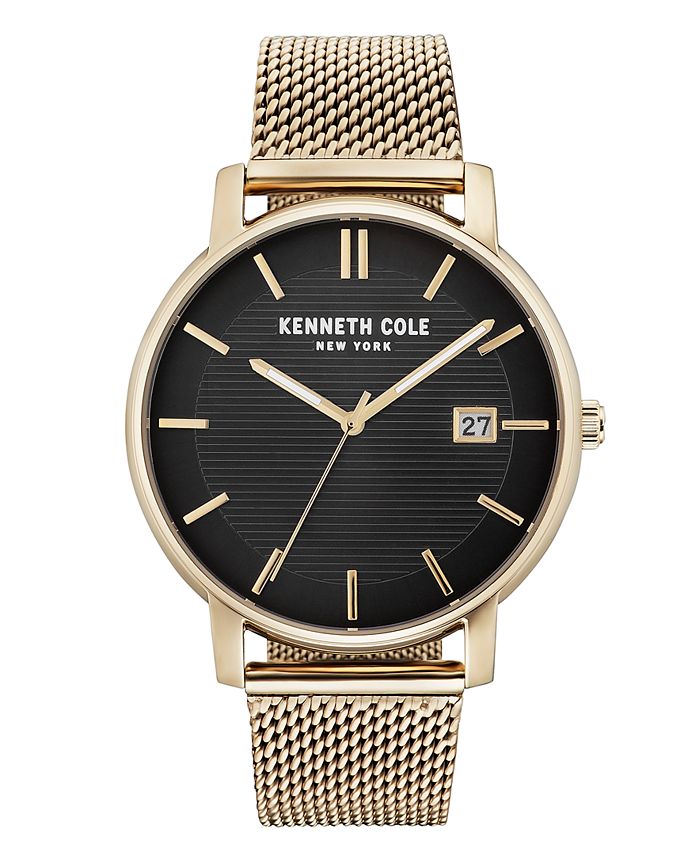 Kenneth Cole New York Men's Gold Mesh Bracelet Watch 42mm - Macy's