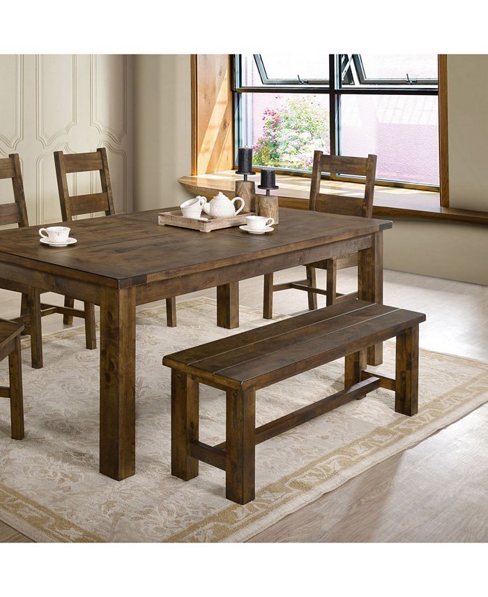 Furniture of America BelTon I Rustic Oak Dining Bench - Macy's
