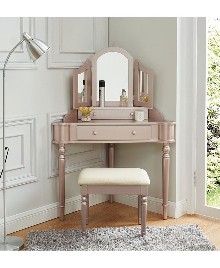 Furniture of America Cristal Rose Gold Vanity Set - Macy's