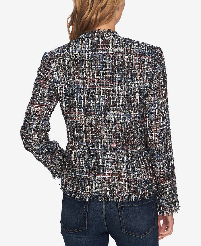 CeCe Multicolored Tweed Moto Jacket - Macy's