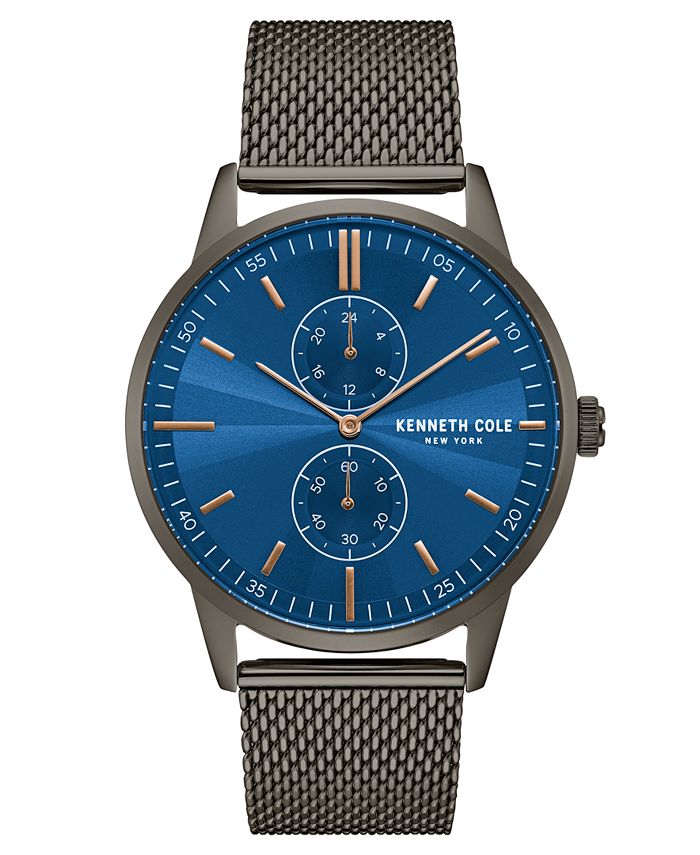 Kenneth Cole New York Men's Multifunction Gun Metal Mesh Bracelet Watch ...