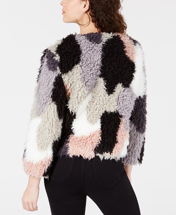 1.STATE Patchwork Curly Faux-Fur Cropped Coat - Macy's