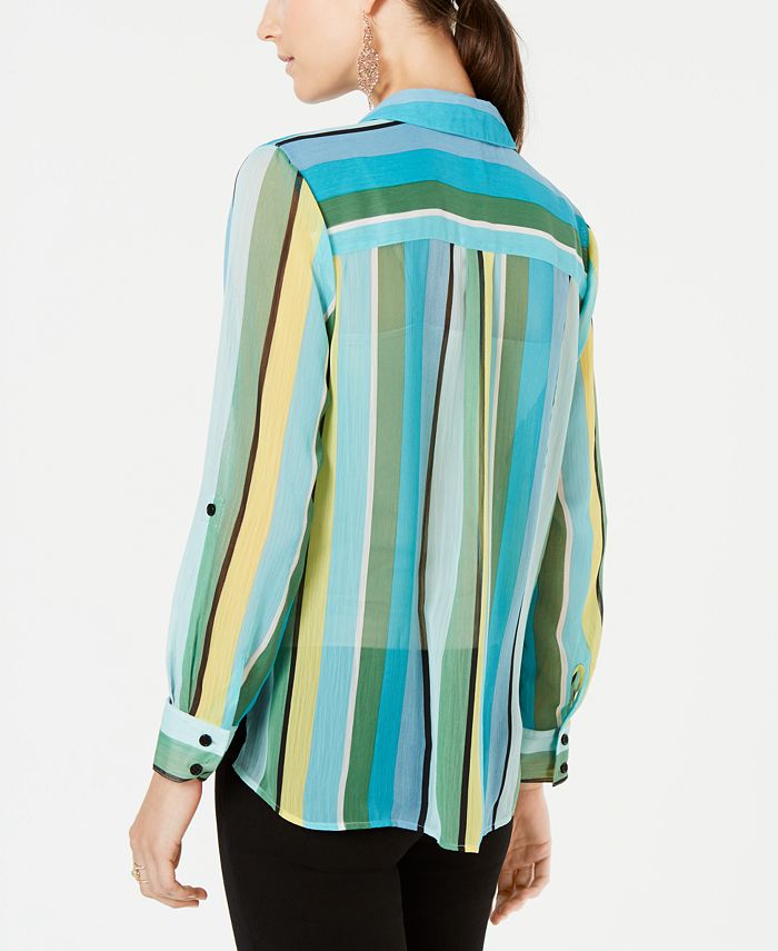 INC International Concepts INC Petite Vertical-Stripe Button-Up Shirt ...