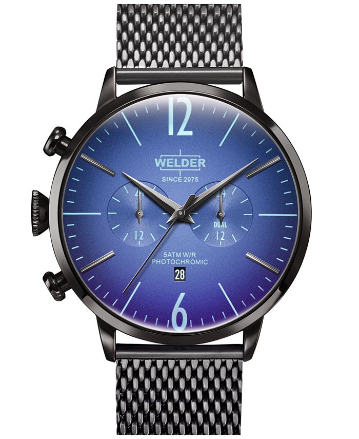 WELDER Men's Gunmetal Stainless Steel Mesh Bracelet Watch 45mm - Macy's