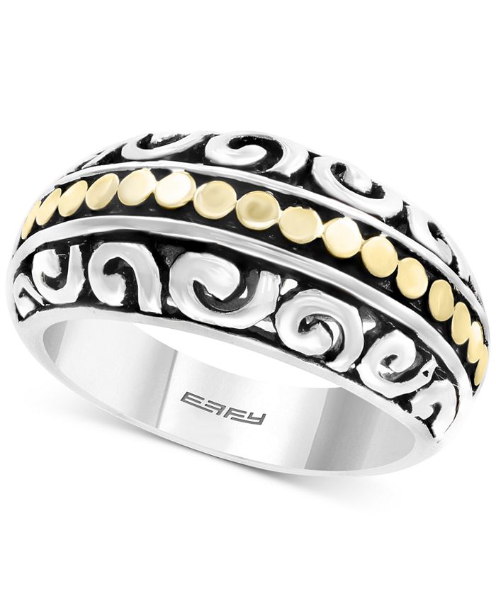 EFFY Collection EFFY® Decorative Dome Ring in Sterling Silver & 18k ...