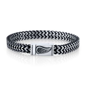 He Rocks Chain Bracelet with Wing Clasp in Stainless Steel, 8.5" - Macy's