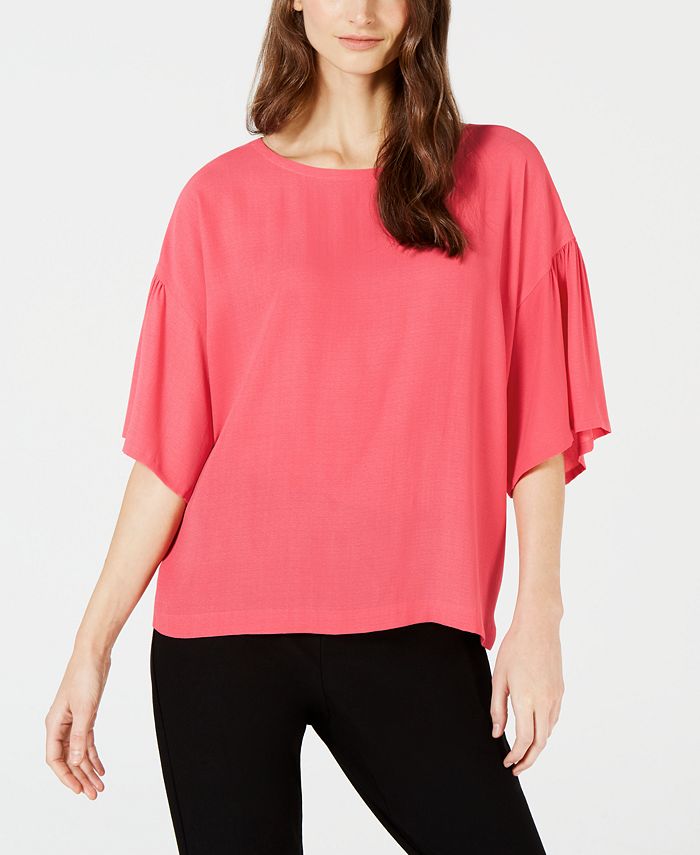 Eileen Fisher Silk Ballet-Neck Top - Macy's