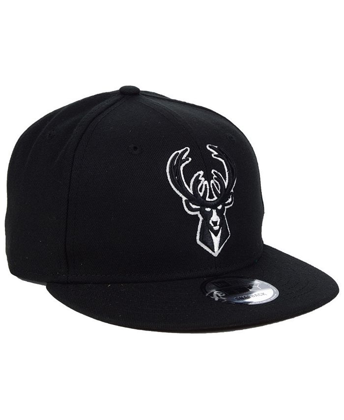 New Era Milwaukee Bucks Black White 9FIFTY Snapback Cap - Macy's