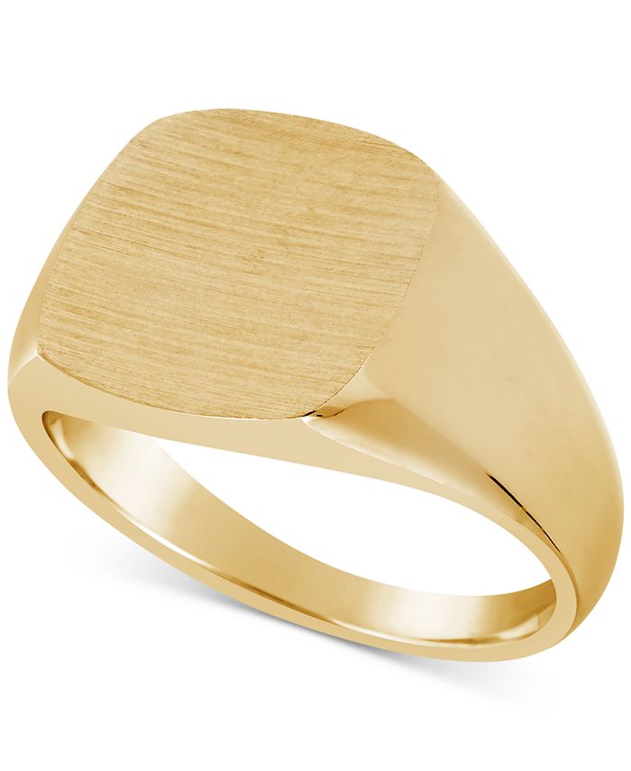Macy's Men's Textured Signet Ring in 10k Gold & Reviews - Rings ...