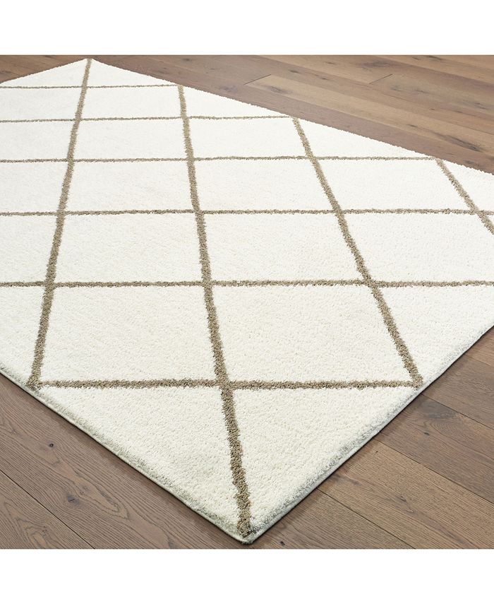 Oriental Weavers Verona Shag 2W Ivory/Brown 2'3" x 7'6" Runner Area Rug ...