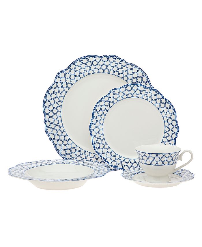 Godinger Bristol Blue Bone China 20-PC Dinnerware Set, Service for 4 ...