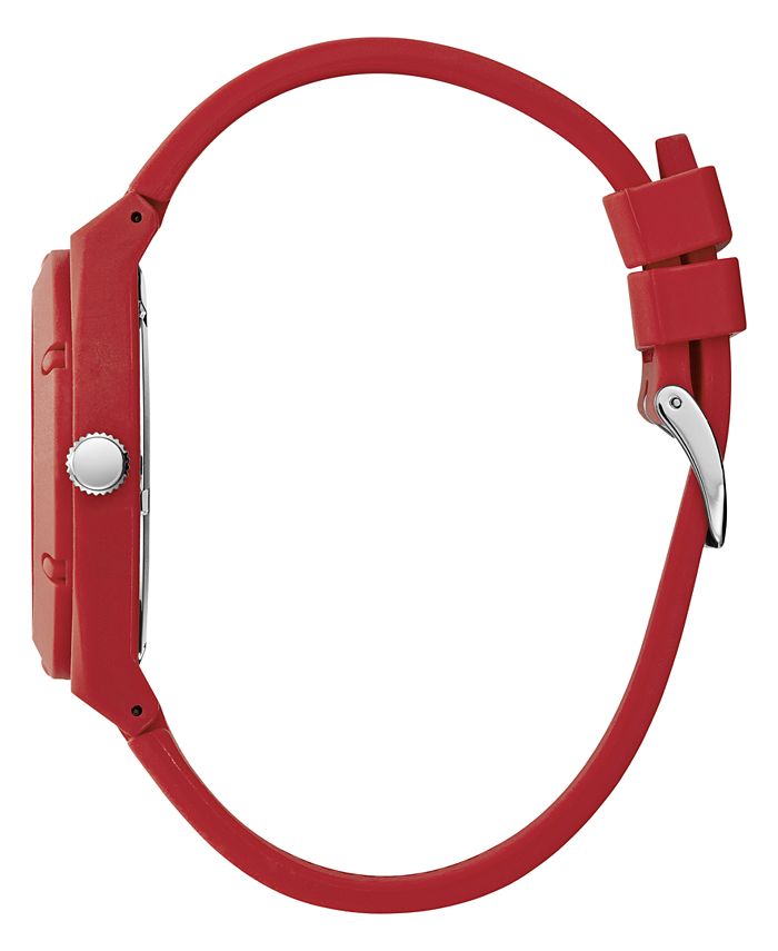 GUESS Women's Red Silver Iconic Glitter Logo Watch 42MM, Created for ...