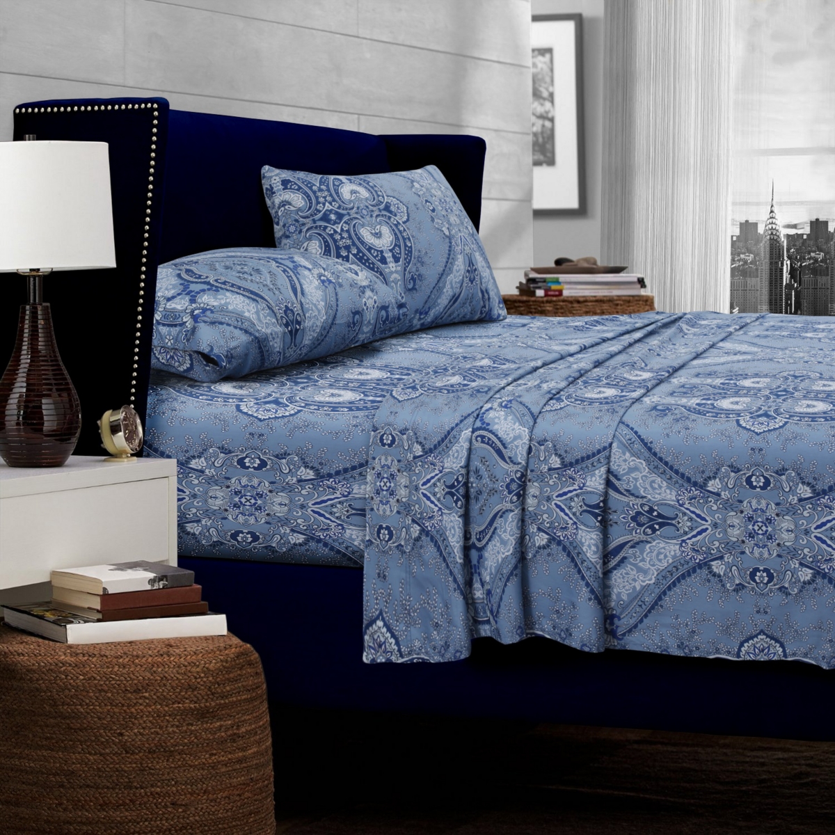 Click here for Tribeca Living Atlantis Printed Cotton Extra Deep... prices