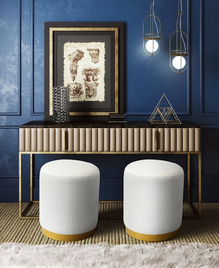 TOV Furniture Opal Cream Velvet Ottoman - Macy's